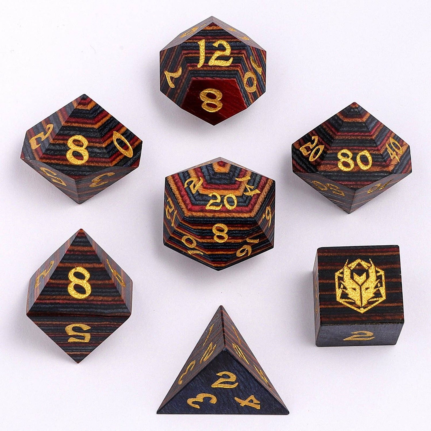 Dragon's Hoard Dice Set - Exotic Woods - Rainbow Wood – Scroll and ...